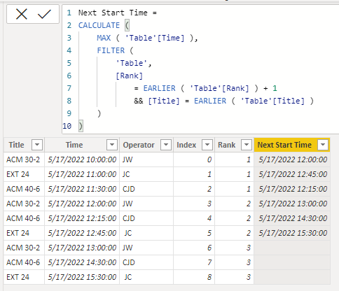 Solved: Find Next Start Time - Microsoft Fabric Community