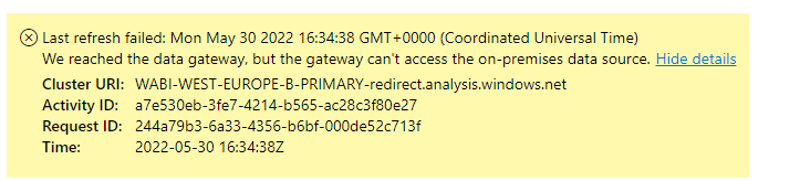 Schedule refresh Failed - Microsoft Fabric Community