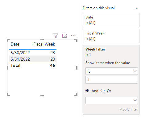 Solved: Using MAX to filter for the current Fiscal week - Microsoft ...