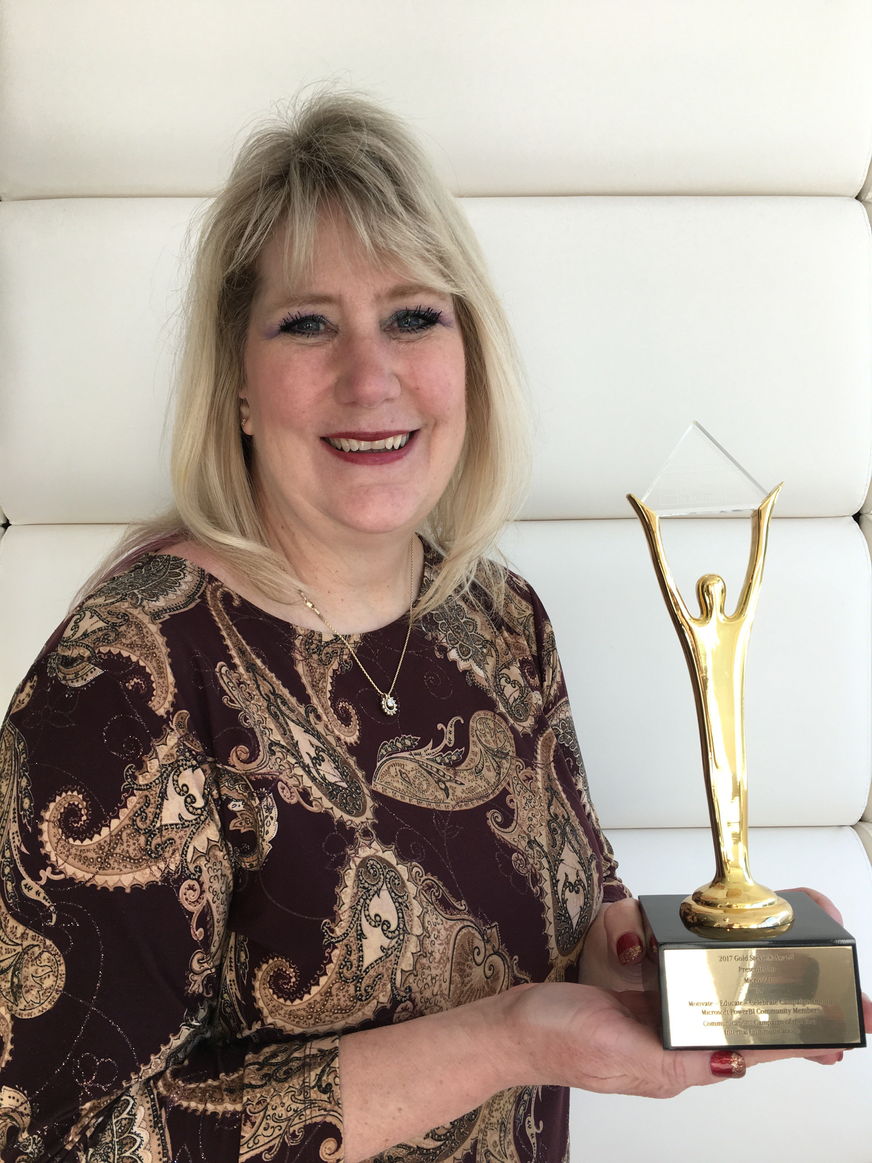 Power BI staff wins gold Stevie Award for Women in... - Microsoft ...