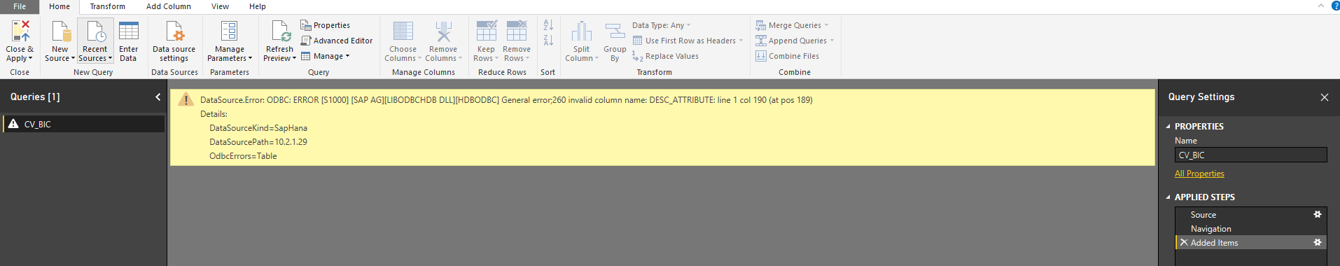 SAP Hana Connection Error - Microsoft Fabric Community
