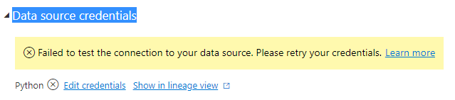 Python Script Refresh Error via Service/Personal G... - Microsoft ...