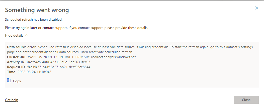 Python Script Refresh Error via Service/Personal G... - Microsoft ...