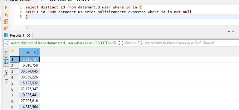 select * from database where id IN ( select * from... - Microsoft ...