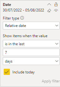 Solved: Showcasing the last 7 days on the Bar Chart - Microsoft Fabric ...