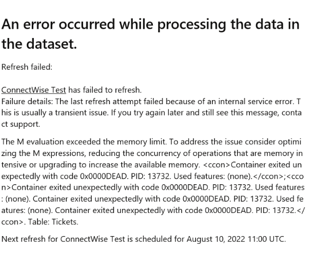 Power BI Consistent Refresh failure - Microsoft Fabric Community