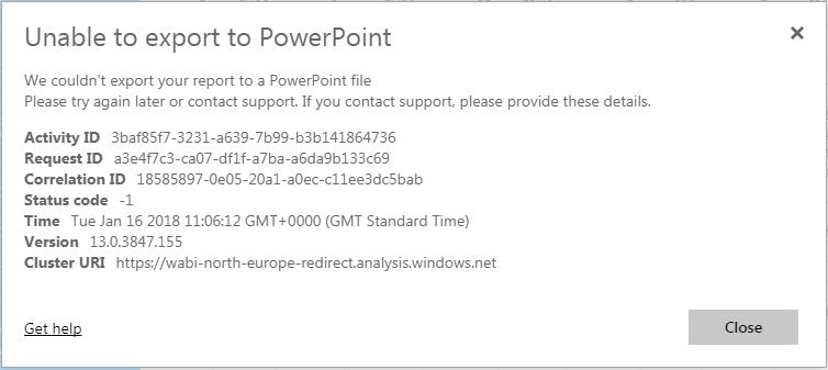 Export to powerpoint not working - Microsoft Fabric Community