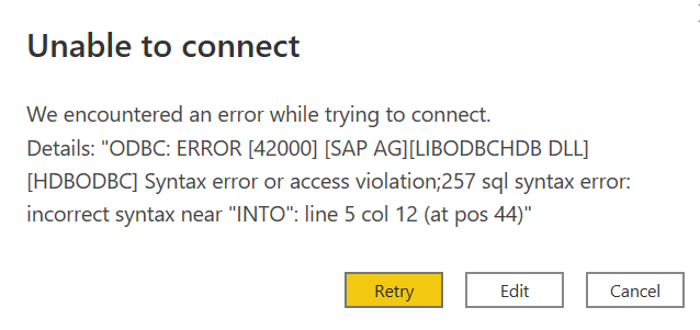 How to run the SAP HANA DDL comments in Power BI d... - Microsoft ...