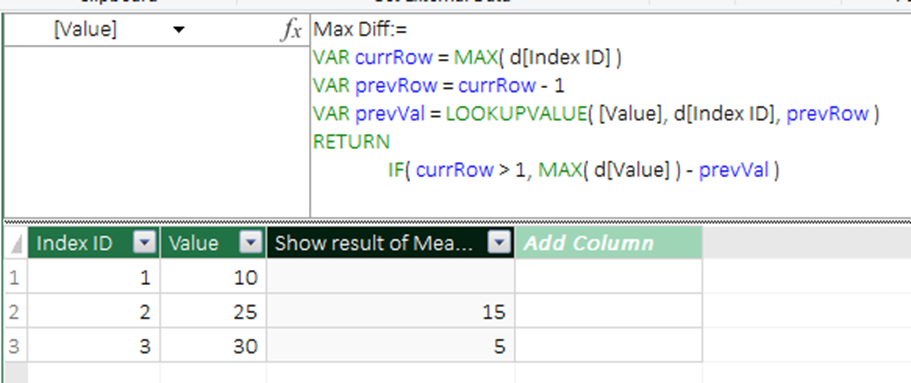 Solved: MAX difference between current row and previous ro ...