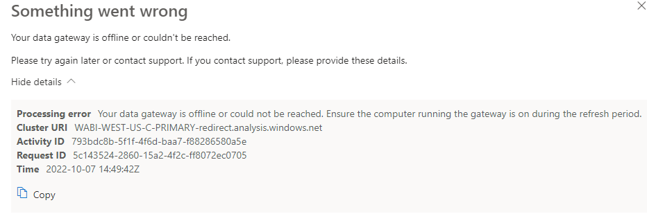 Gateway Errors interrupting dataset refreshed in P... - Microsoft ...