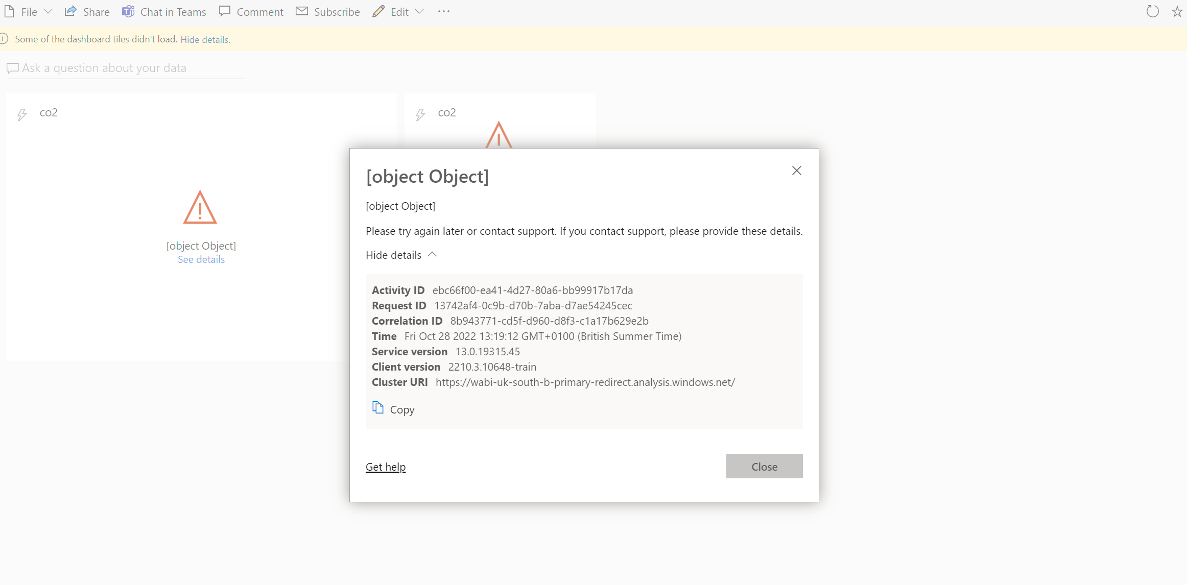 Dashboard tiles for custom streaming data not disp... - Microsoft ...