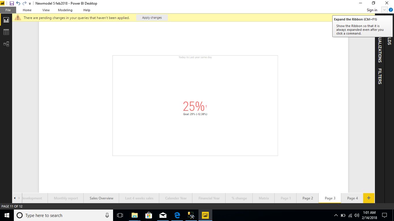 Solved: How to compare Today sales Vs Last year same day i ...