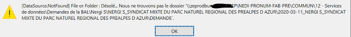 DataSource.Error : Nous avons obtenu l'erreur d'E/... - Microsoft Fabric Community