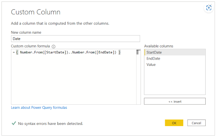 Solved: Insert a dates between list of dates in power quar ...