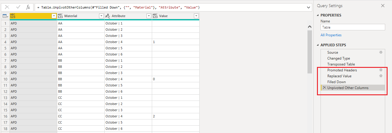 Missing column after transpose - Microsoft Fabric Community Missing column after transpose - Microsoft Fabric Community