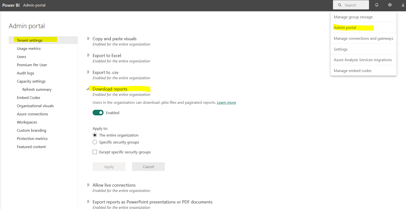 WTF all download button is gone in all reports - Microsoft Fabric Community