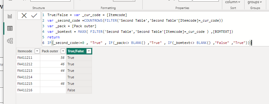 Solved: find the True or False compare two table using co ...