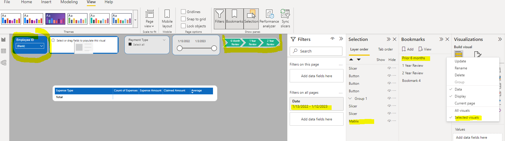 Bookmark with Selective Visual not working - Microsoft Fabric Community