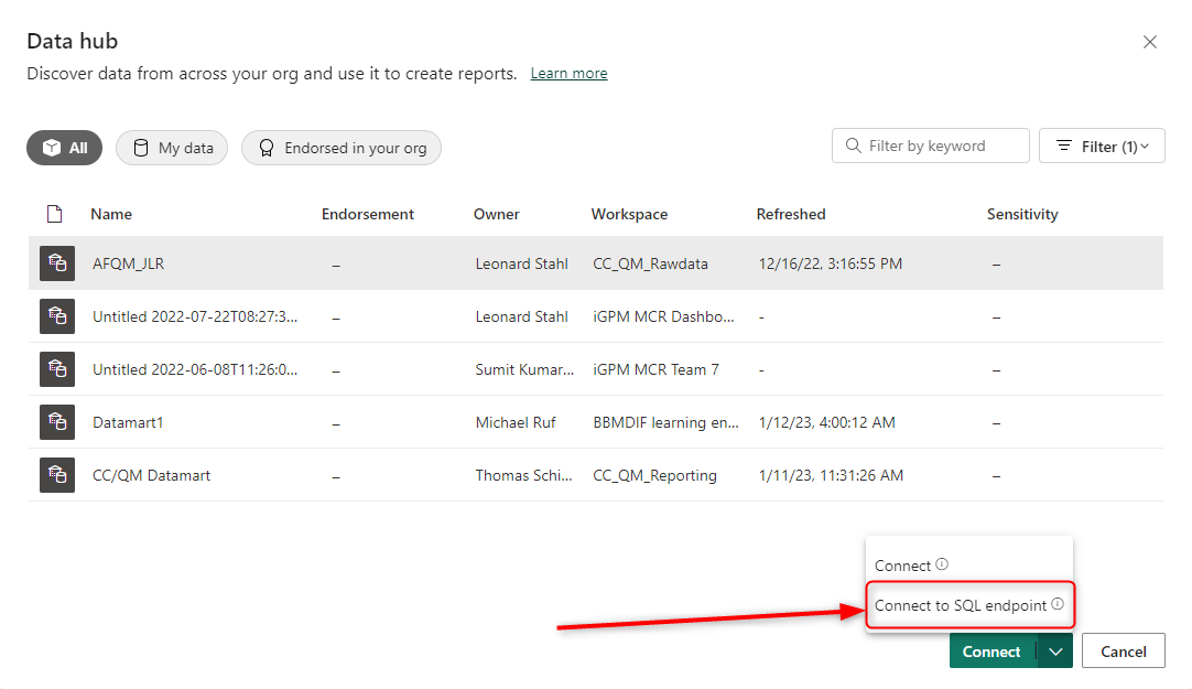 SQL Endpoint of the datamart errror - Microsoft Fabric Community
