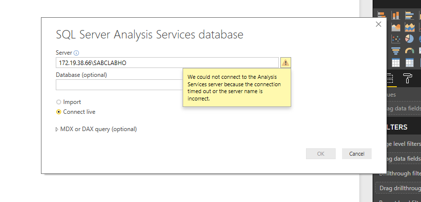 SQL server analysis services database: Not connect... - Microsoft Fabric Community