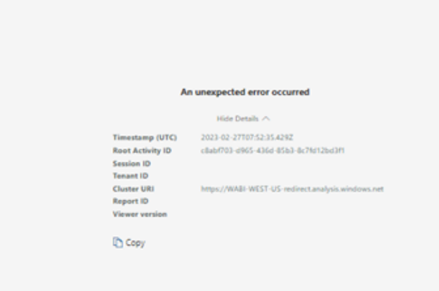 Seeing this error "An unexpected error occured" , ... - Microsoft Fabric Community