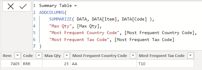 Summarise sum and Max in new table - Microsoft Fabric Community