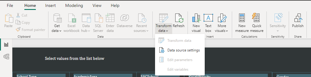 Old Power BI App Has Transform Data menu items gra... - Microsoft ...