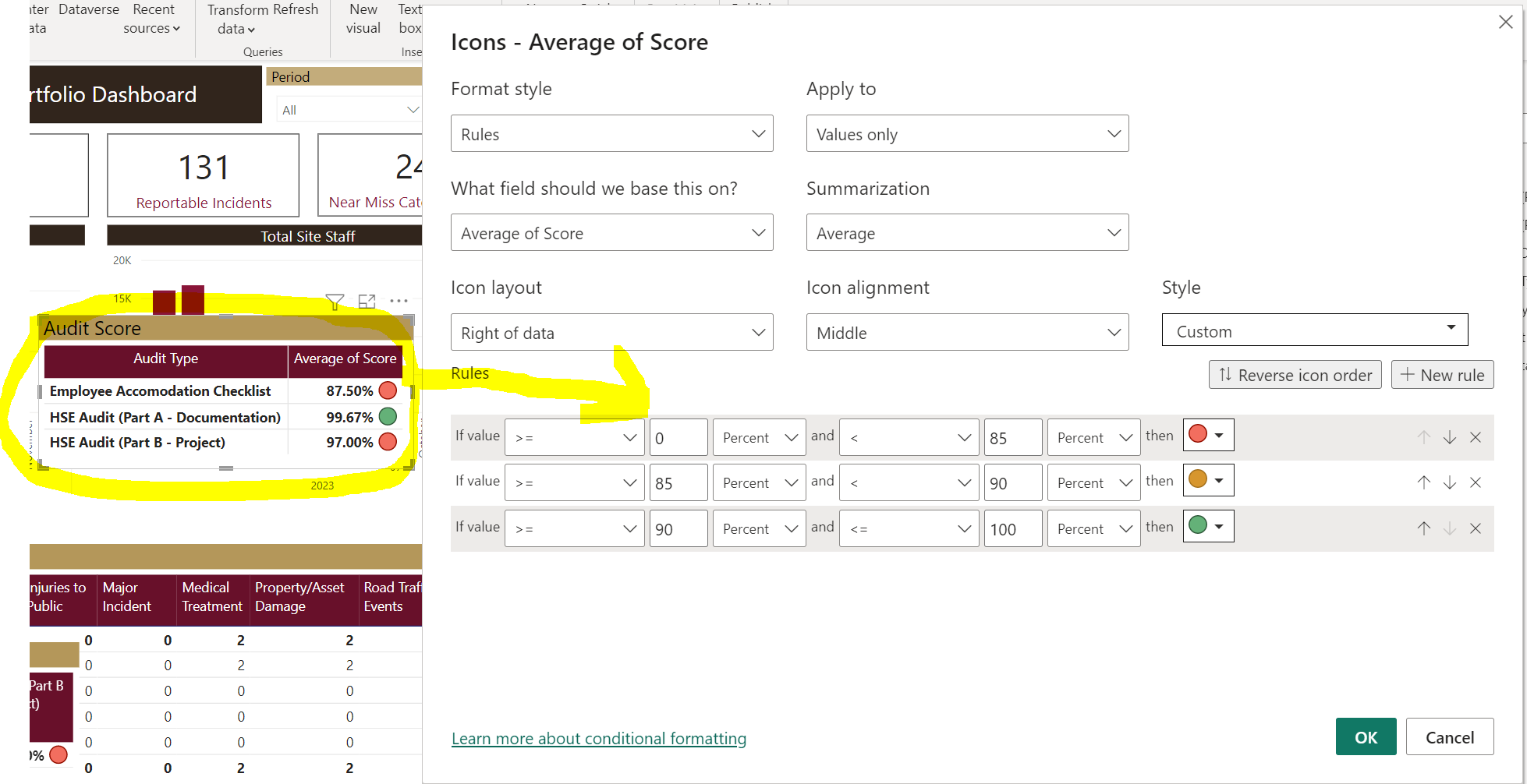 Solved: Conditional Formatting / Icons not reflecting the ...