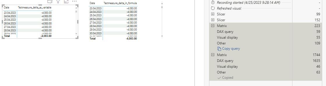 DAX Difference - Measure as variable vs. Measure d... - Microsoft ...