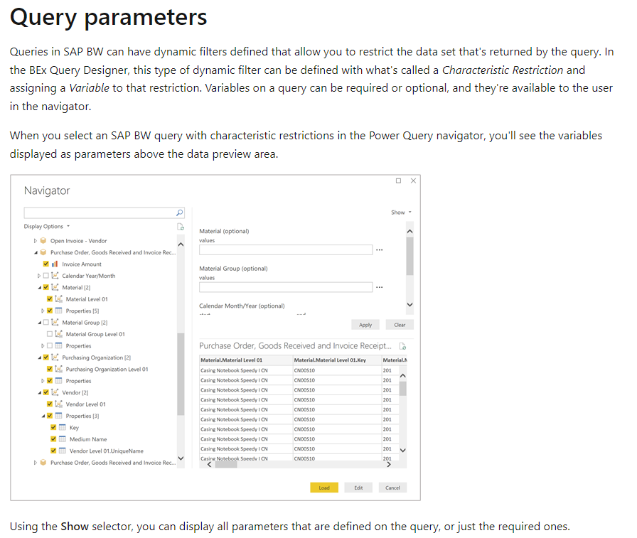 Power Query navigator with characteristic restrict... - Microsoft ...