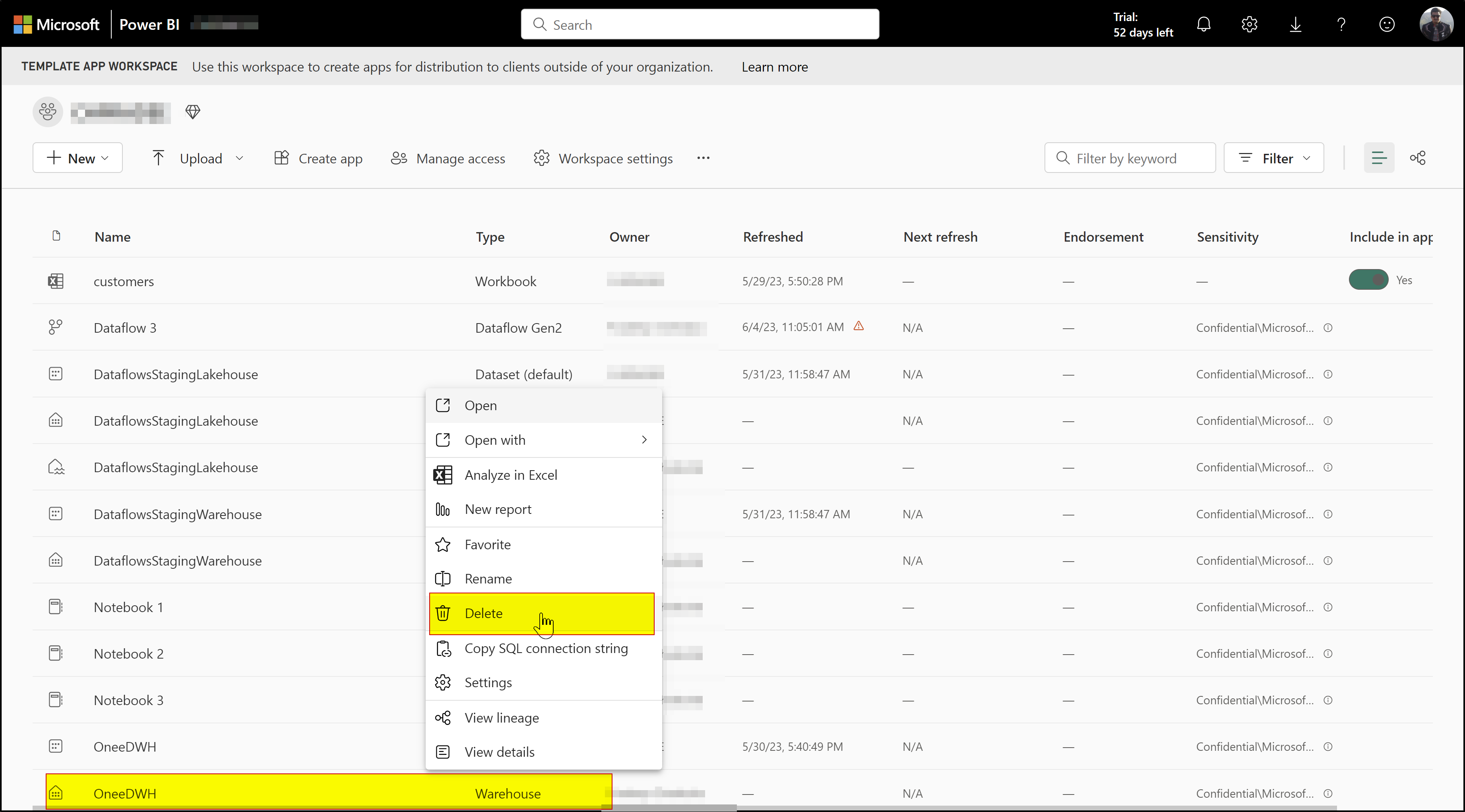 Unable to delete warehouse from "My Workspace" - Microsoft Fabric Community