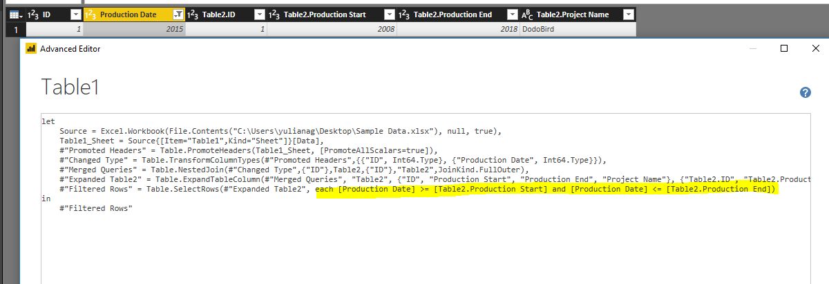 Solved: M Language : How to write M to match date that is ...