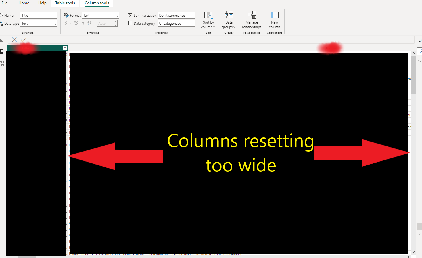 Columns width resetting in data view - Microsoft Fabric Community