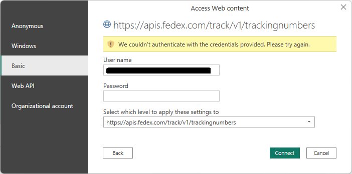 FedEx API Connection - Microsoft Fabric Community