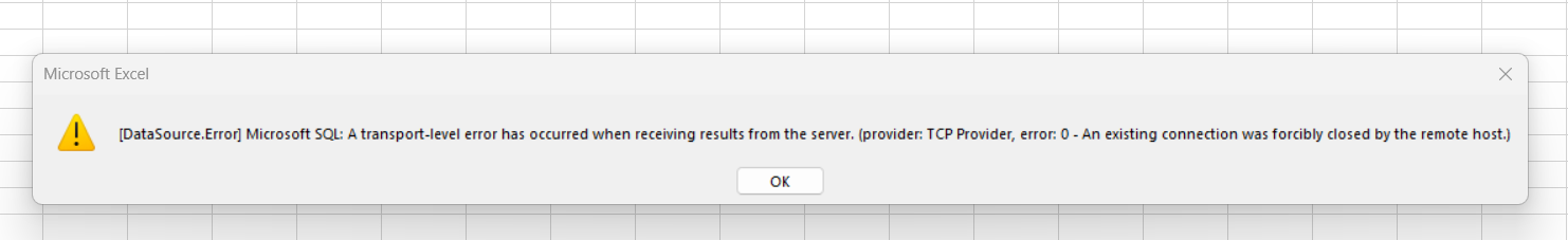 OLE DB or ODBC error when loading new or refreshin... - Microsoft ...