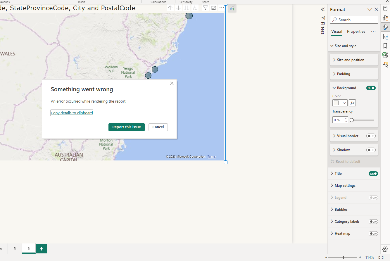 Power BI MAP error when activating controls - Microsoft Fabric Community