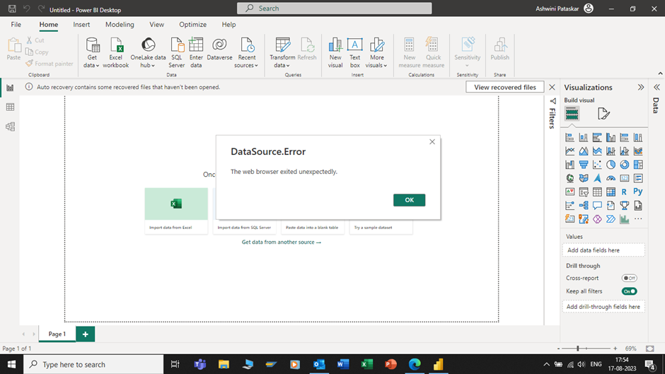Please Help Regarding Data Source Error While Load Microsoft 3406