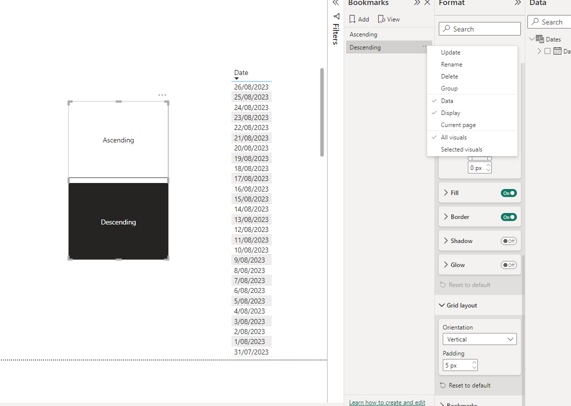 How to create descending or ascending button - Microsoft Fabric Community