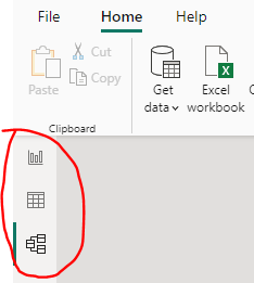 Report view, Data view, Model view - split across ... - Microsoft ...