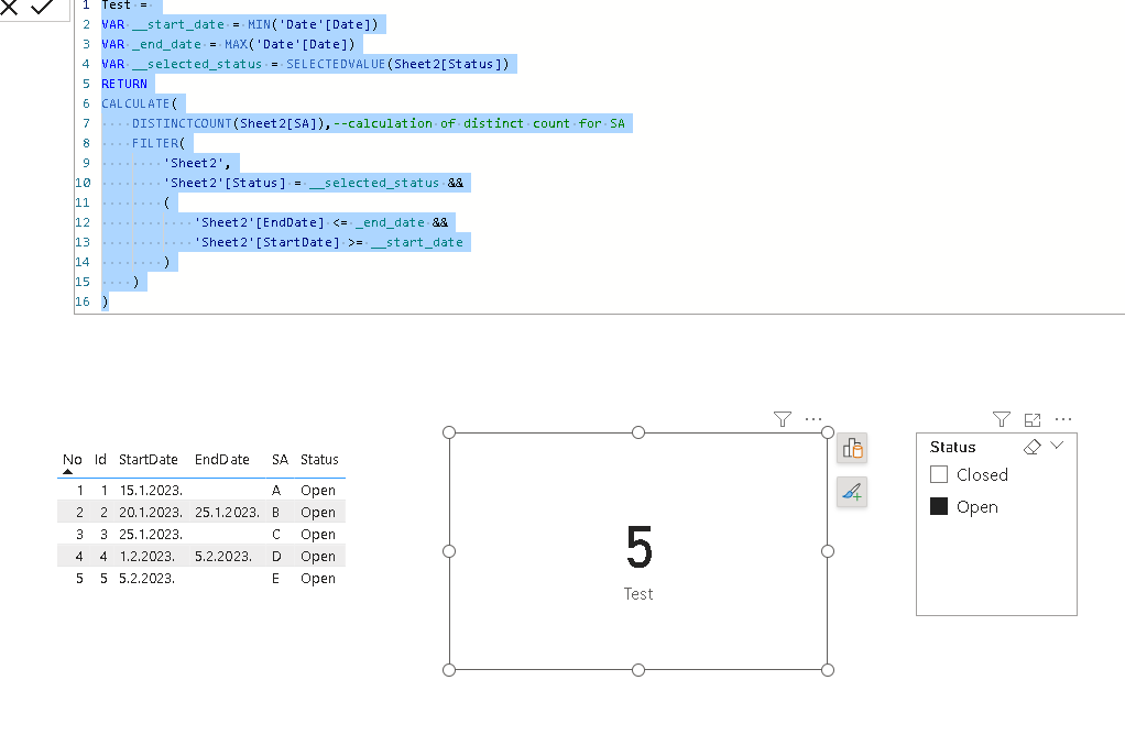 Re: Calculate the count of Open status using date ... - Microsoft ...