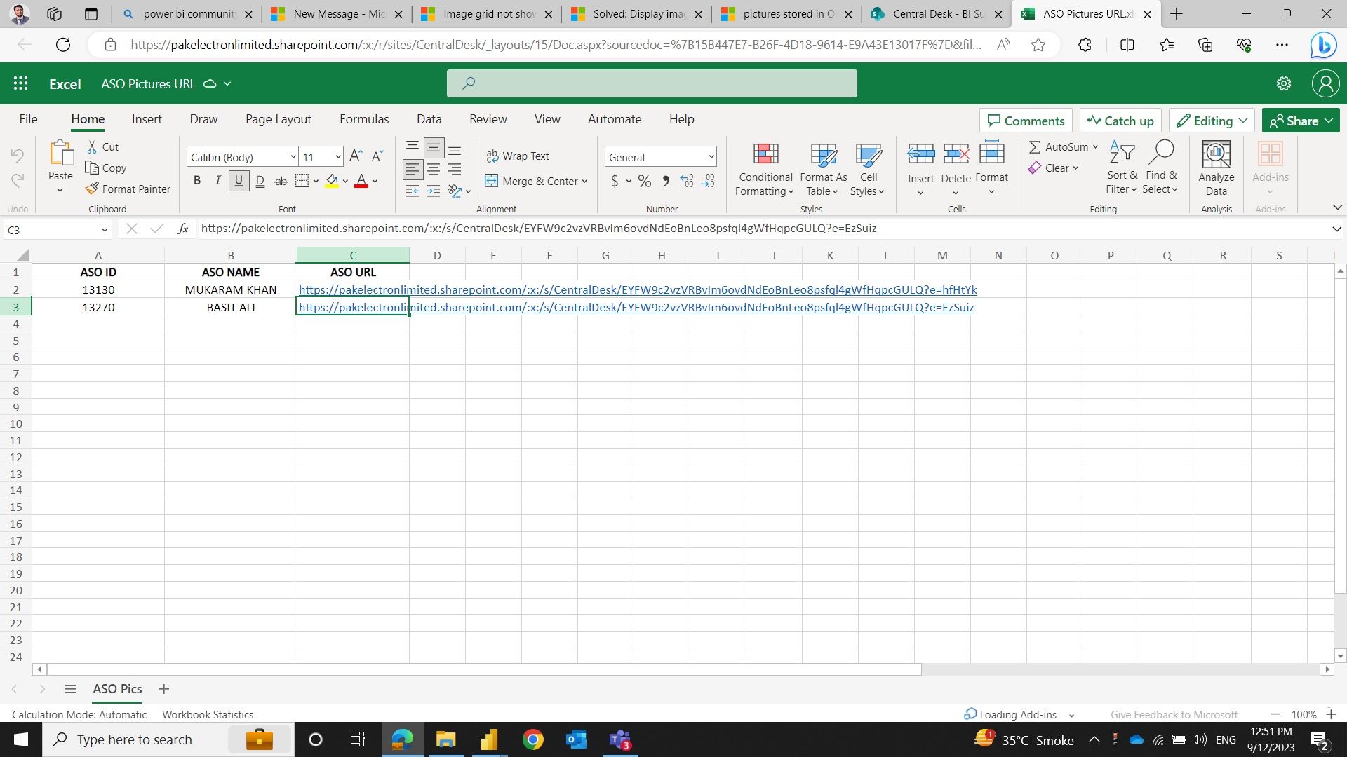 image store in share-point through excel but not s... - Microsoft ...