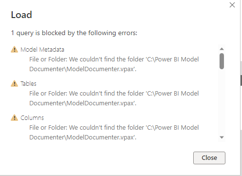 Power Bi Model Documenter error - Microsoft Fabric Community