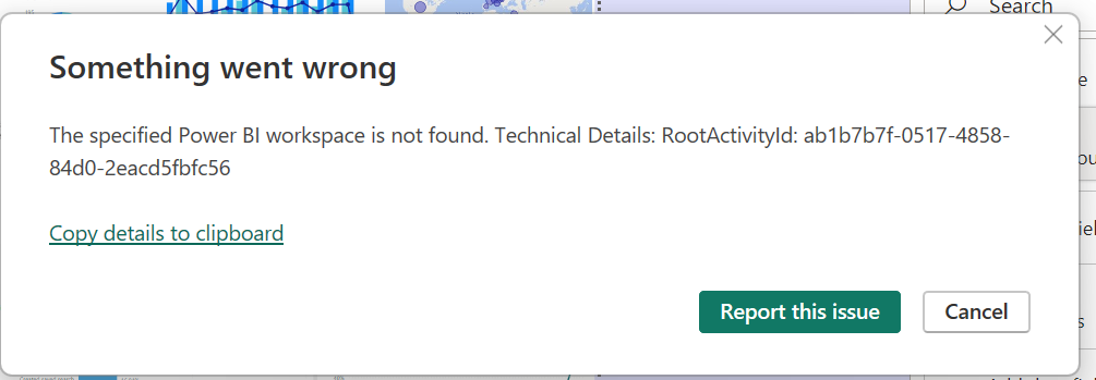 Error message "The specified Power BI workspace is... - Microsoft ...