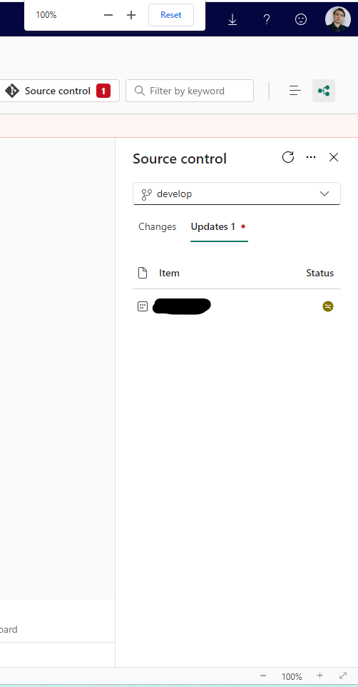 Source control "Update" button unvisible - Microsoft Fabric Community