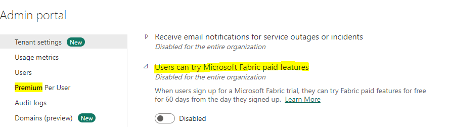 PPU trial message in premium capacity environment - Microsoft Fabric ...