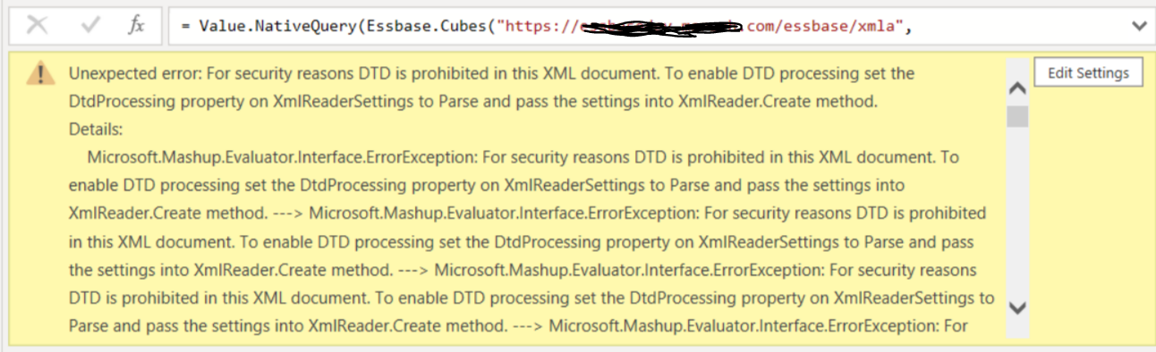 Power BI encounters an error during Essbase data r... - Microsoft ...