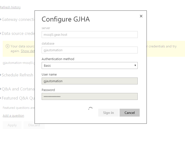 Cannot connect to gearhost.com database - Microsoft Fabric Community