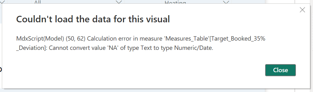 Help with visual error when filter is applied - Microsoft Fabric Community