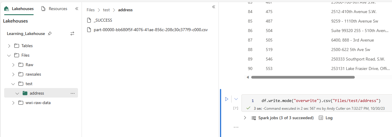 Overwriting a csv using Spark notebook creates art... - Microsoft ...