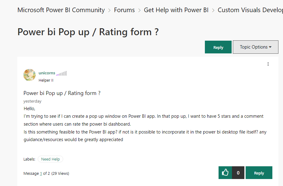 Power bi Pop up / Rating form ? - Microsoft Fabric Community